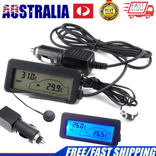 12V Mini Thermometer Backlight LCD Display Temperature Meter w/1.5M ...