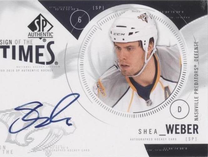 2009-10 SP Authentic - Sign of the Times Shea Weber #ST-WE (AU) for ...
