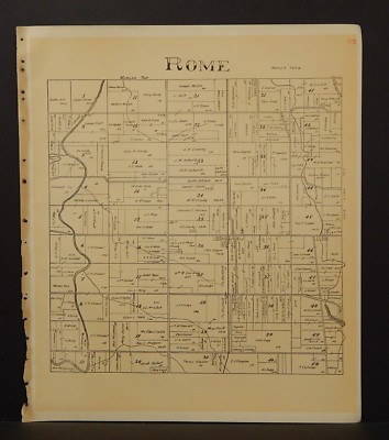 Ohio Ashtabula County Map Rome Township 1905 !W16#38 | eBay