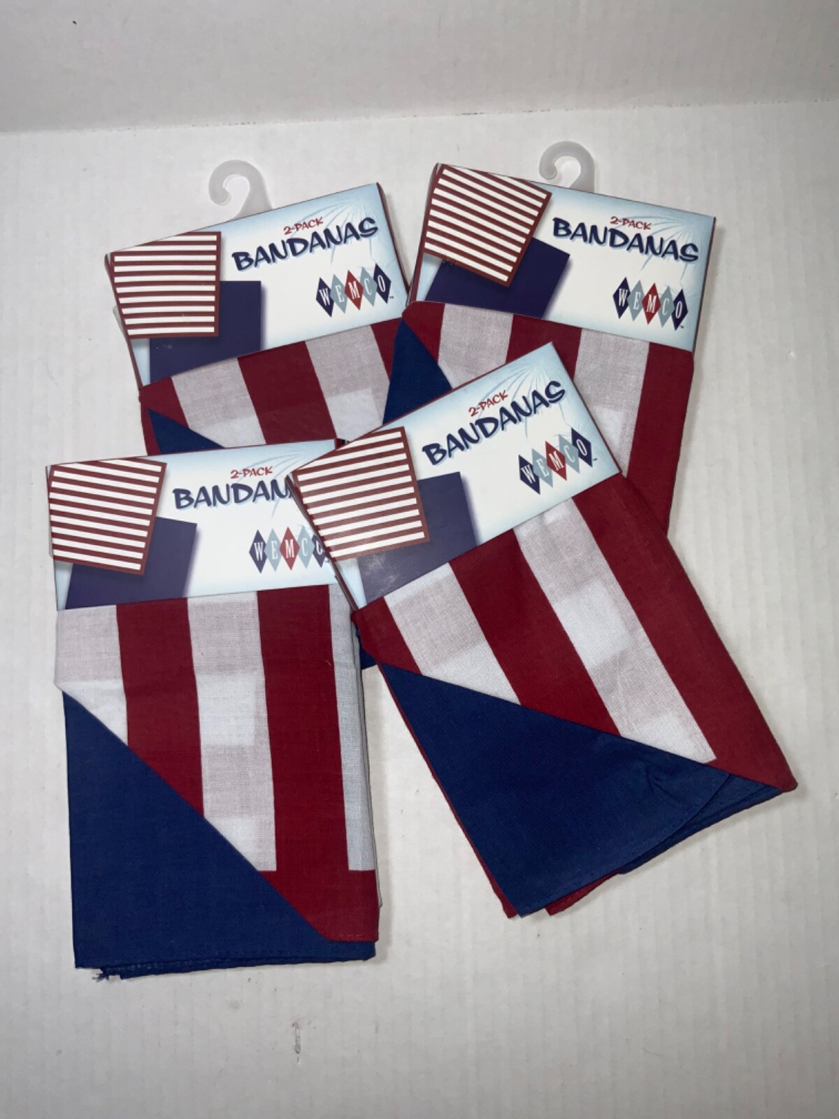2 packs-4 Count Red, White & Blue bandanas USA FLAG / Patriotic 1 ...
