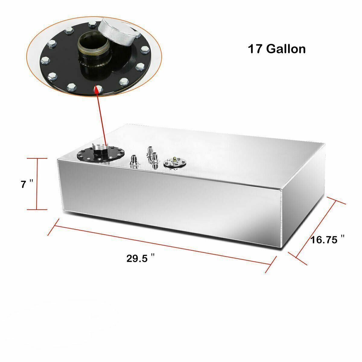 17 Gallon Aluminum Street Rod Fuel Cell Gas Tank with Cap & Level ...