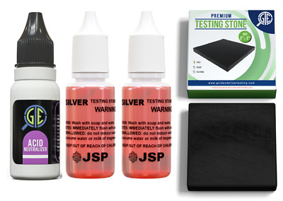 2 JSP Silver Test Acid Jewelry Testing Sterling Solution w/ Neutralizer ...