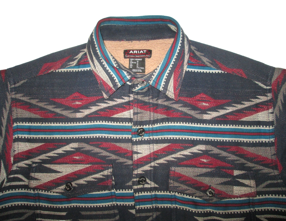 Ariat Retro Chimayo Aztec Sherpa Lined Shirt Jacket Men's M | eBay