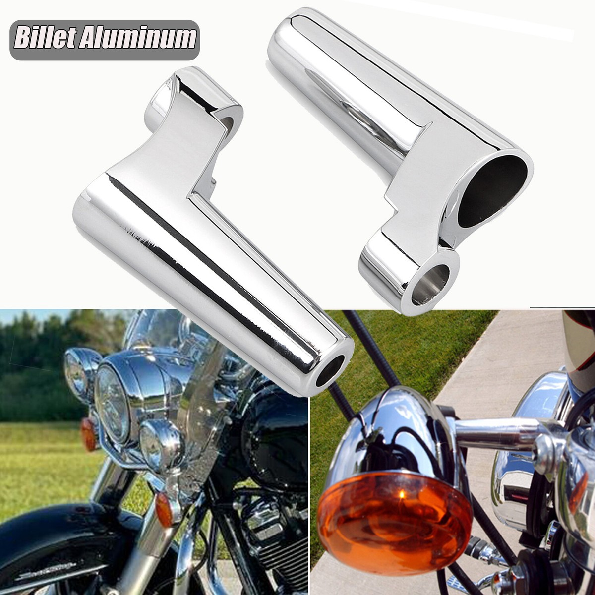 Harley Front Turn Signal Mount Alloy Art LED Front Turn Signals