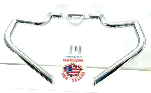 NEW SILVER Harley Softail Engine Guard BAR Street Bob Fat Boy Low Rider ...