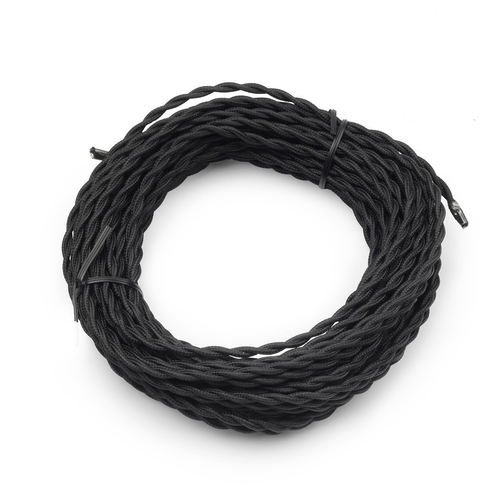 Black Twisted Cloth Covered Wire, 2-Conductor 18-Gauge Antique ...