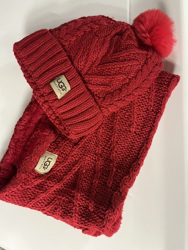 UGG RED INFINITY HAT AND SCARF SET & FLEECE LINED | eBay