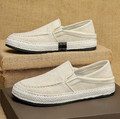 New Summer Men Cotton linen Shoes Canvas Casual Shoes Rubber Sole ...