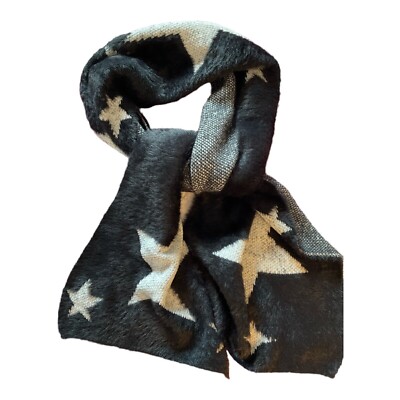 Torrid Black Fuzzy Super Soft Star Oblong Scarf, 76"x14", Warm & Cozy ...