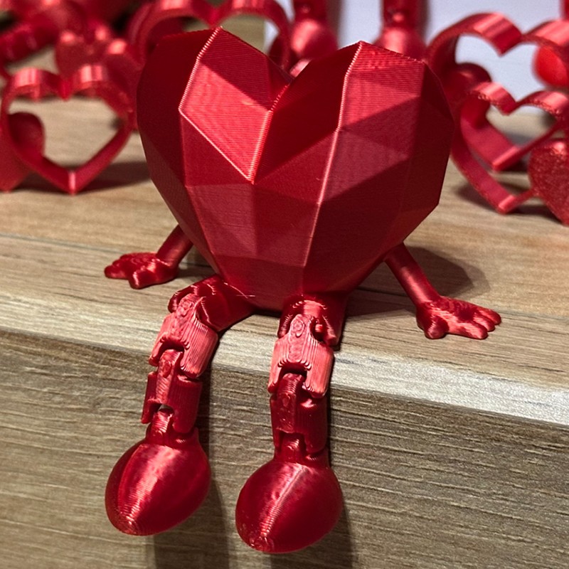 Poseable Jointed Red Heart Rose Figure Romantic Ornament Desktop Home ...