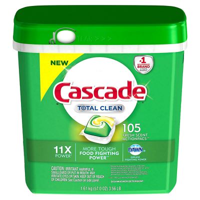 CASCADE TOTAL CLEAN GEL DISH WASHING DETERGENT FRESH SCENT PACKS (105 ...