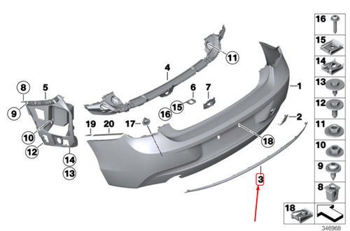NEW BMW 1 F20 REAR BUMPER TRIM STRIP LINE URBAN 51127273797 7273797 ...