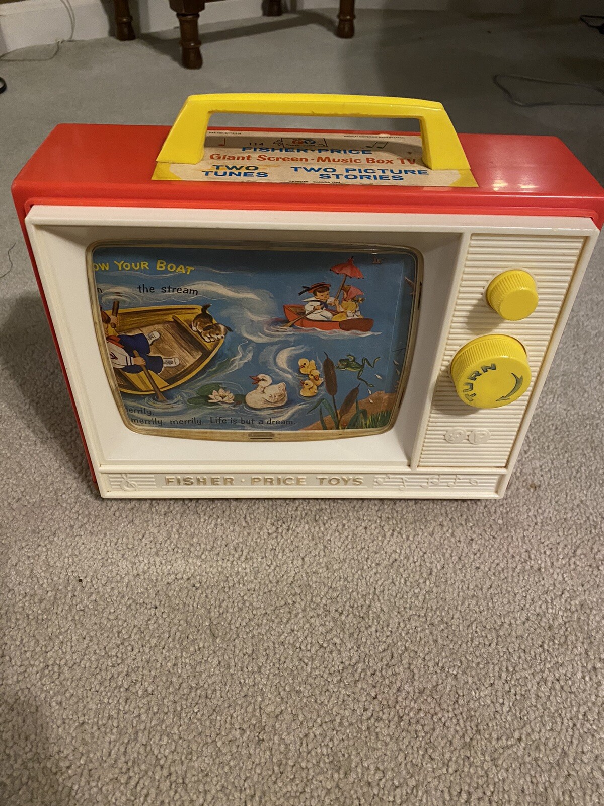 Vintage 1964 Fisher Price Toys GIANT SCREEN MUSIC BOX TV Two Tunes TV ...