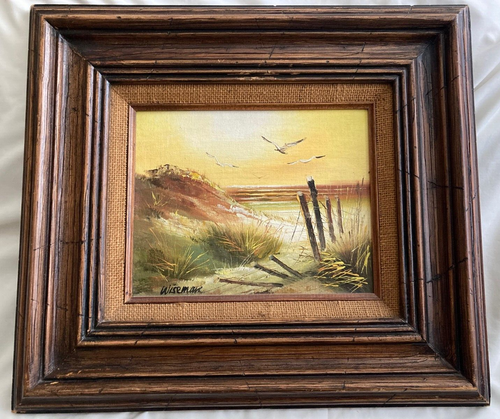Oil Painting SAND DUNES BEACH SEASIDE SEAGULLS SUNRISE SUNSET ARTIST ...
