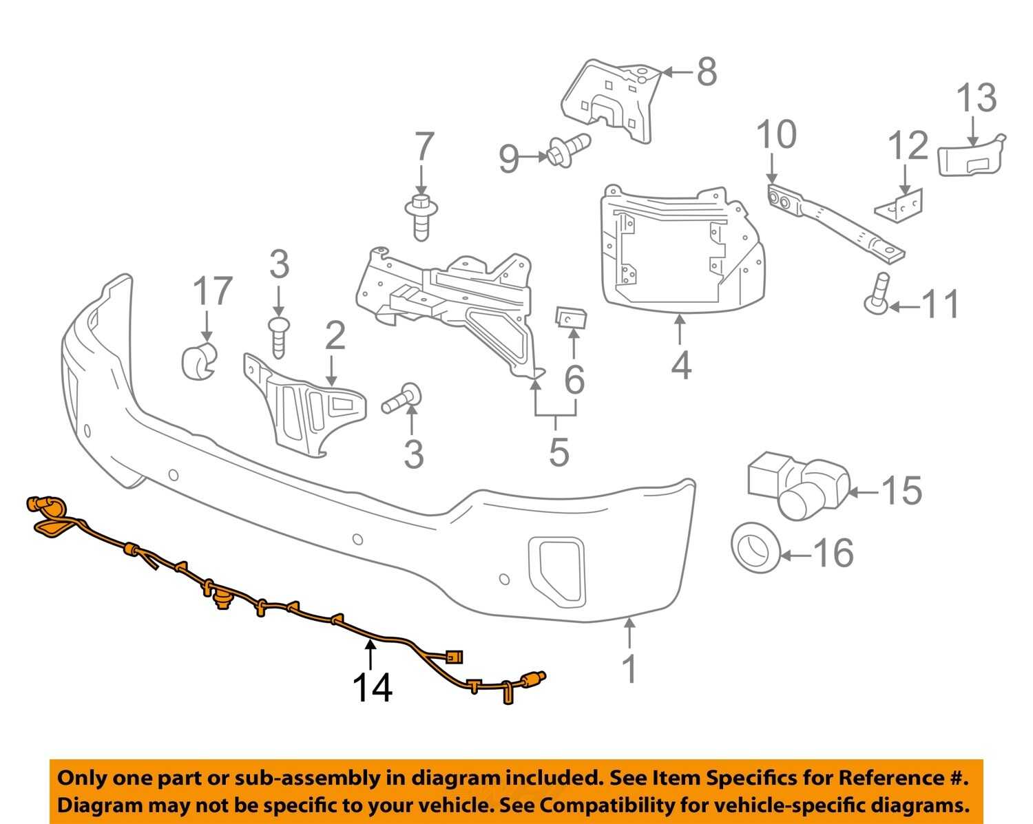2016-2018 GMC Sierra Front Bumper Object Sensor Wiring Harness ...