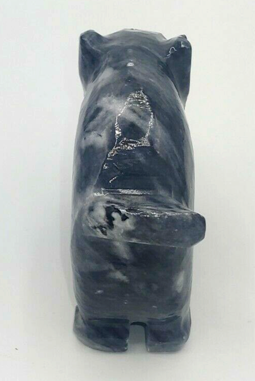 Carved Black Marble Onyx Mexican Alabaster Stone PIG Statue Figure Hog ...