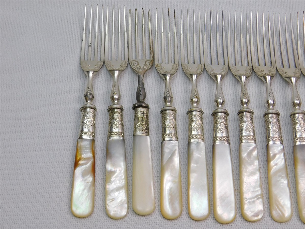 Etched Pearl Handles With Silverware