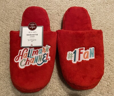 NWT Hallmark Channel Adult Women Men Red Christmas Slippers S/M P/M #1 ...