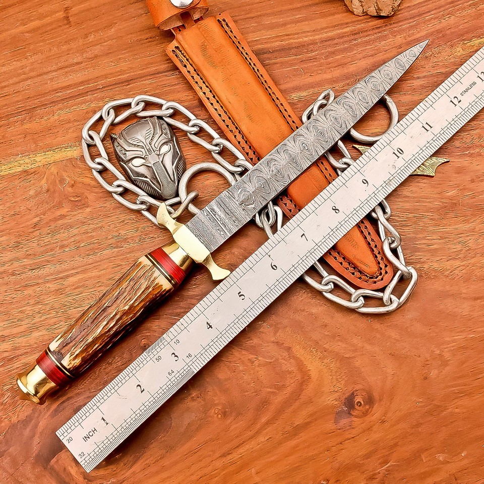 Handmade DAMASCUS STEEL KNIFE Hunting Knife BOWIE Dagger, W/SHEATH IS ...