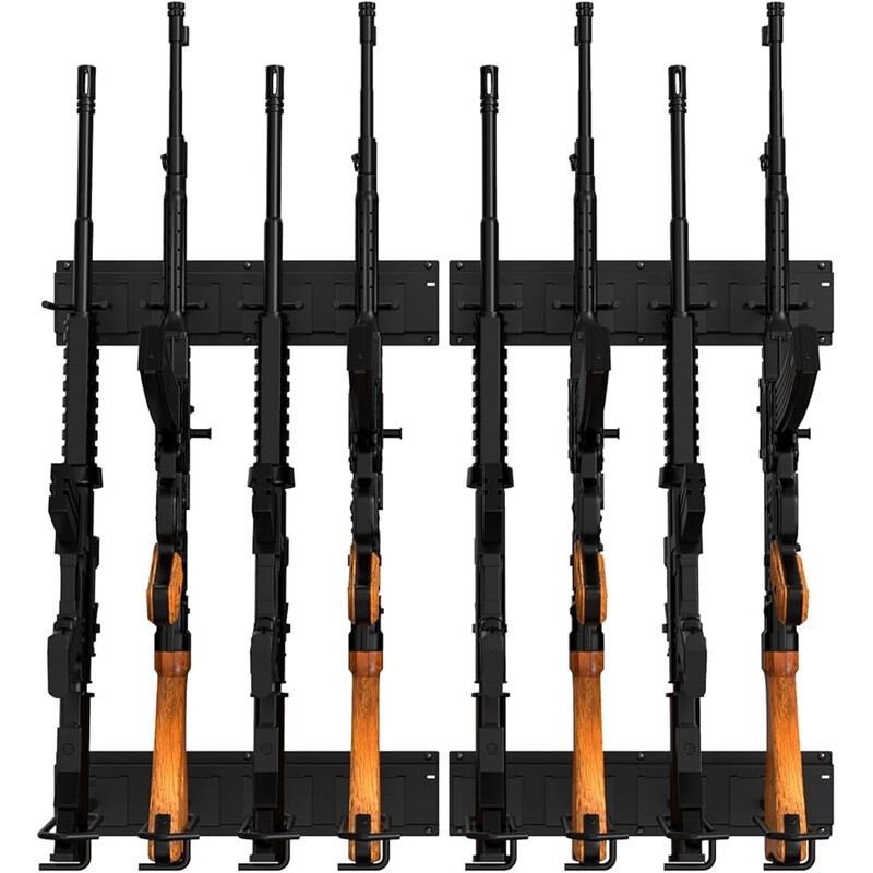 Heavy Duty Wall Mounted Gun Rack 8 Slots Metal Shotgun Rifle Storage ...