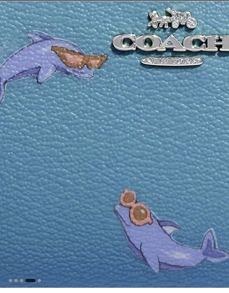 Coach CK436 Dolphin Print Snap Wallet Small Blue Multi Clutch | eBay