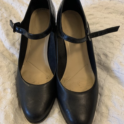 Clarks UK Size 8 D/ EU 42 Kaylin Alba Black Combi Block Heel Leather ...