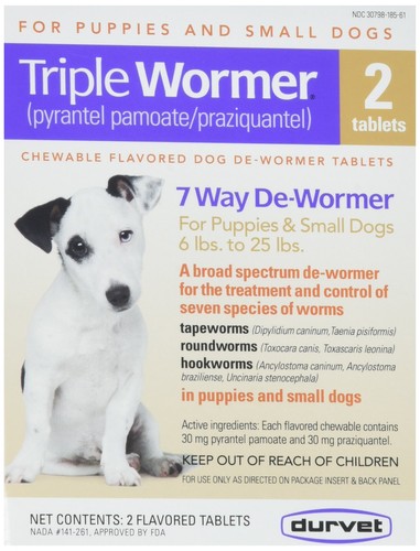 Triple Wormer Broad Spectrum Dewormer for Puppies - Small Dogs Chewable ...