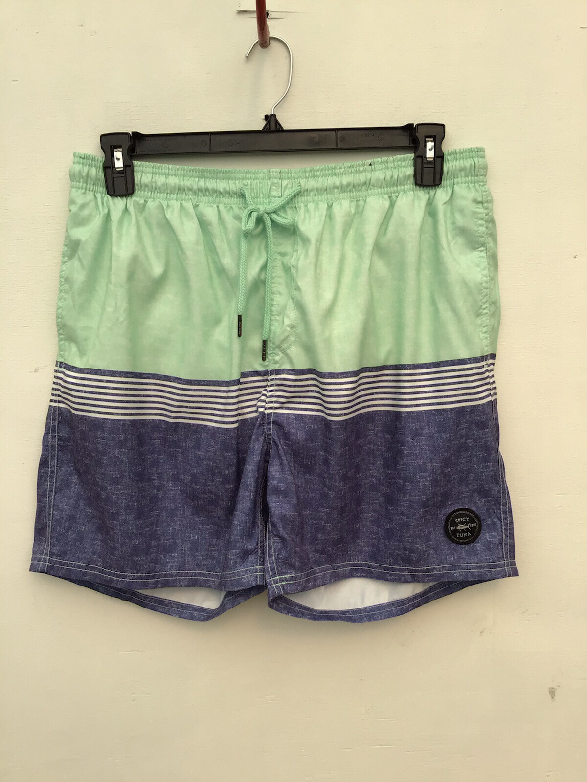 Spicy Tuna Mens Surf Trunks Large, Green And Blue Col… - Gem