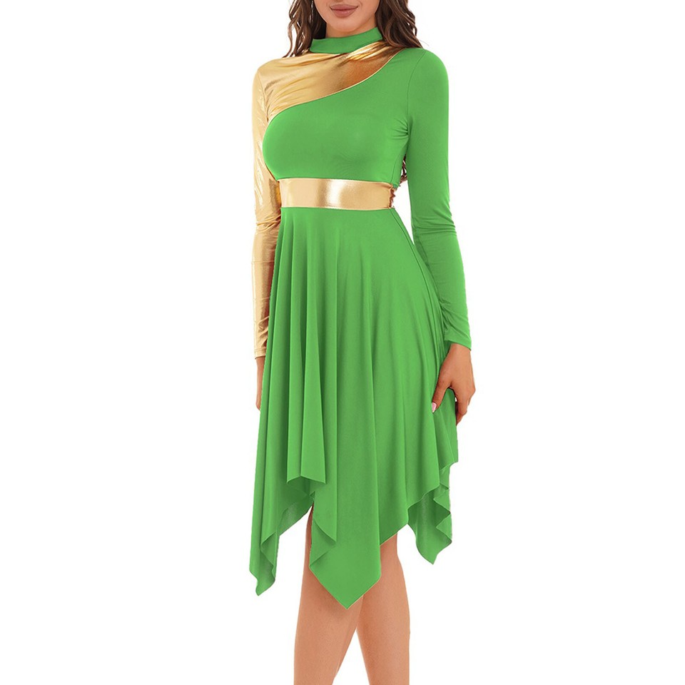 Womens Praise Dance Dress Color Block Church Worship Dress Dancewears ...