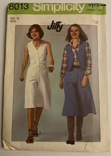 Simplicity 8013 Vintage 70s Sewing Pattern Size: 10 Pantskirt ...