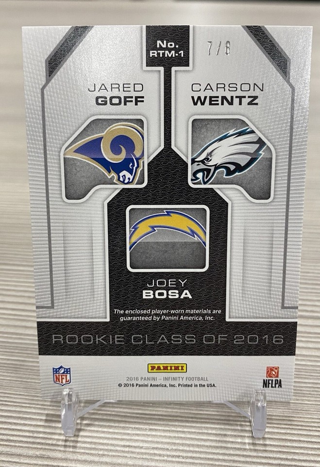 2016 Panini Infinity RPS Trios material /8 Jared Goff/ Carson Wentz ...