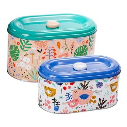 2 Pack Tin Cookie Snack Jars with Lid, Metal Biscuit Storage Container ...