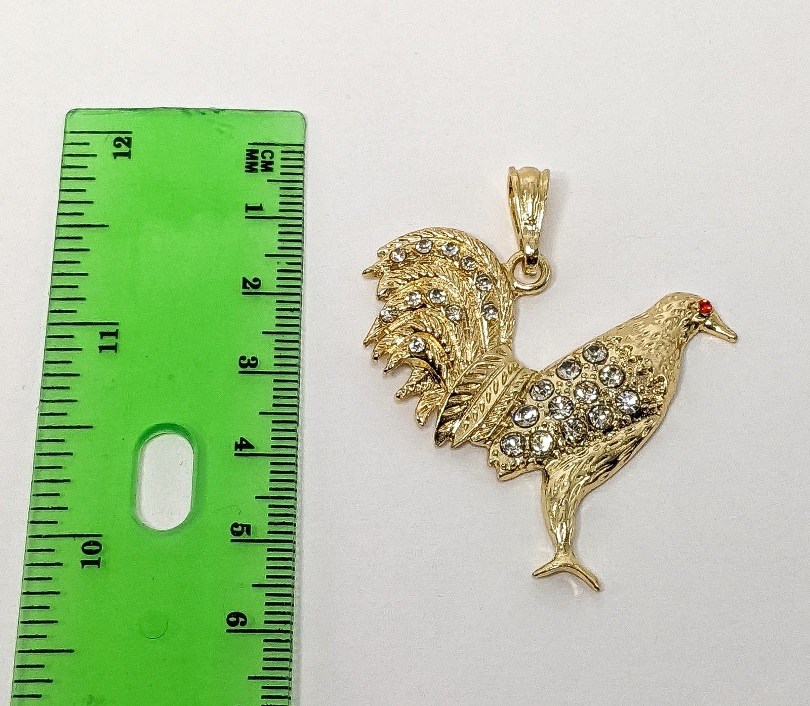 Gold Plated Rooster Chicken Pendant 4mm Necklace Chain Chinese Zodiac ...