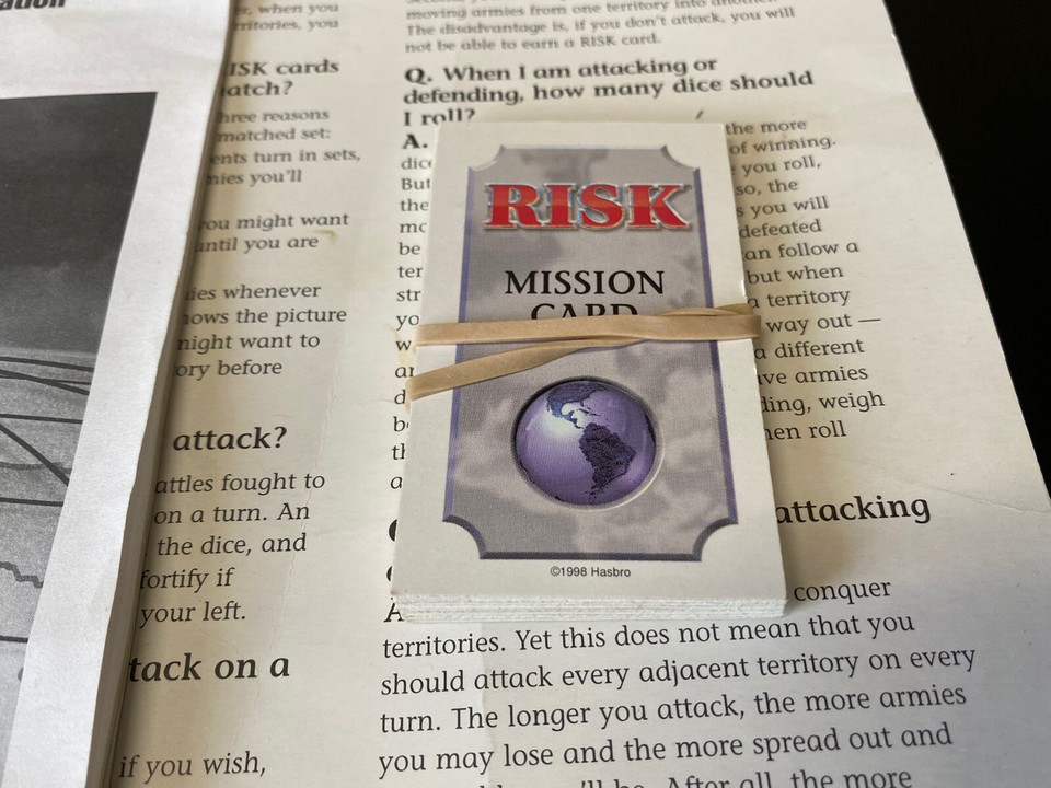 RISK 1998 Replacement Parts Board Game War-Mission Cards,Gameboard ...