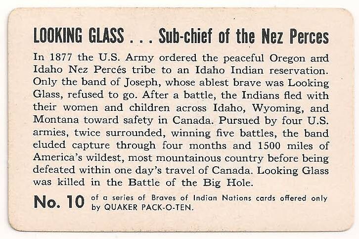 1956 Pack-O-Ten Native American Indian Trading Card #10 Looking Glass ...