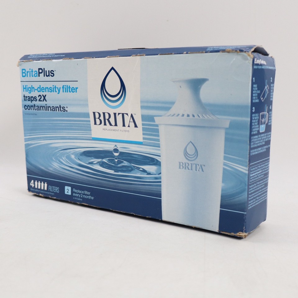 4 PACK Brita Plus Water Filter, BPA-Free, High-Density Replacement ...
