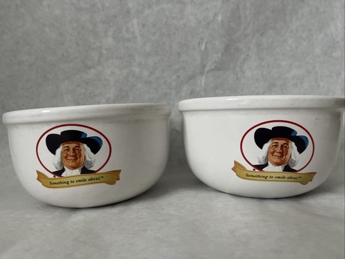 VTG White Quaker Oats Oatmeal Bowls Lot of 2 "Something To Smile About ...