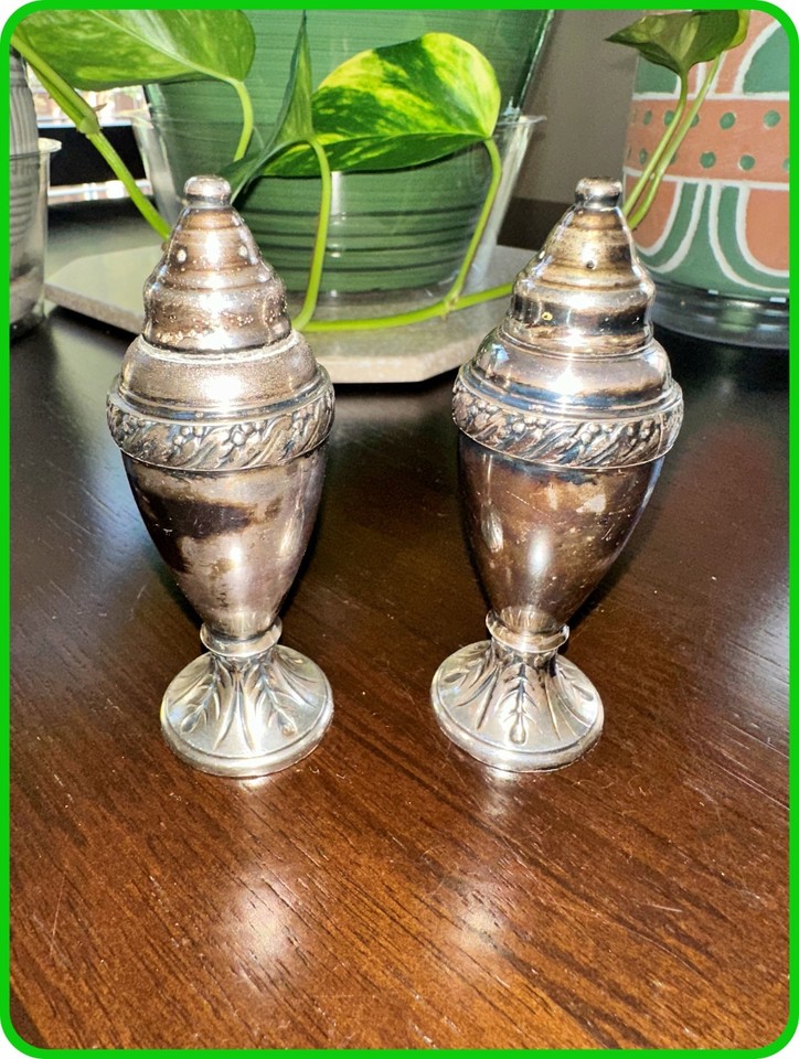 Vintage Luraline 50's Salt & Pepper Shakers Silver Plated Old World ...
