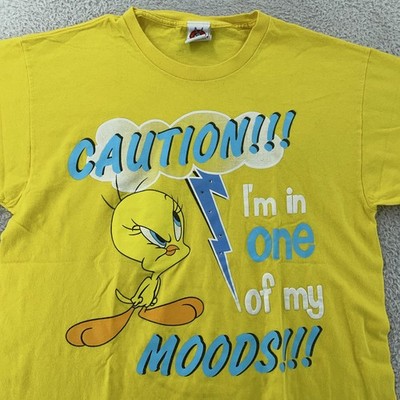 Vintage Looney Tunes Tweety Bird Moody Warning Shirt Mens M/L Yellow ...