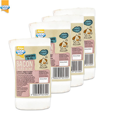 4 PACK GOOD BOY BACON FILLED CALCIUM BONE DOG CHEW TREAT NATURAL BONES ...