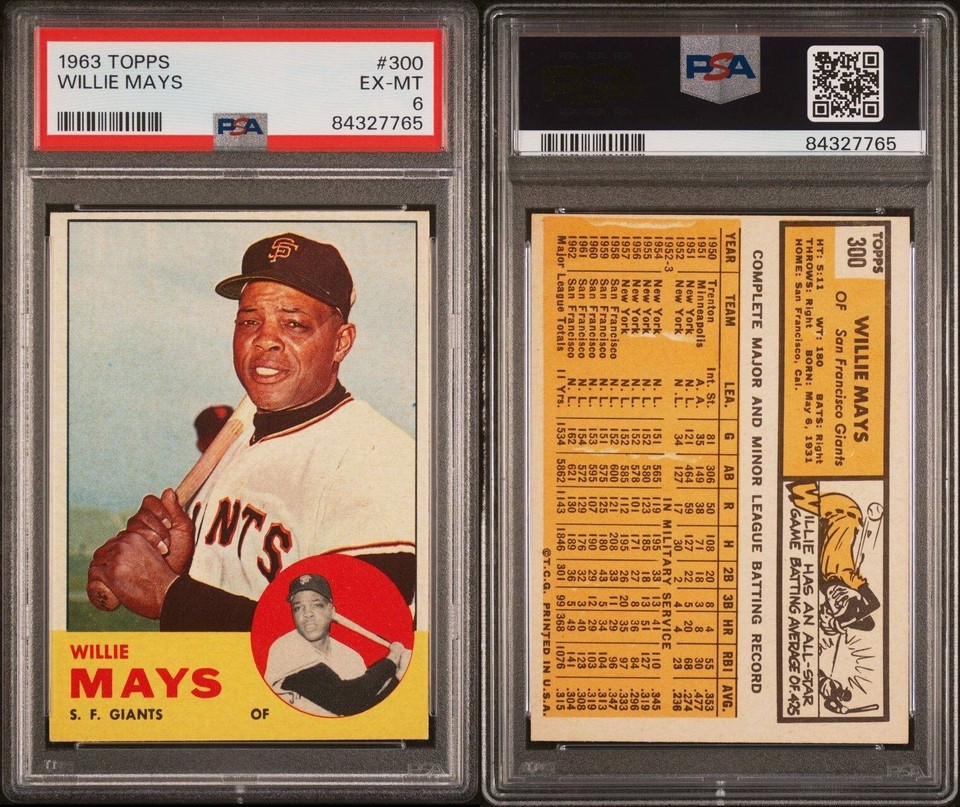 1963 Topps Willie Mays PSA 6 EX-MT (JUST GRADED) Giants #300 ~7765 | eBay