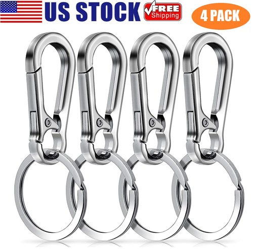 4× Mini Stainless Steel Carabiner Key Chain Clip Hook Buckle Keychain ...