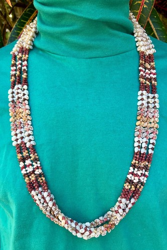 HAWAIIAN 100% NIIHAU SHELL 33" 3-STRAND KIPONA PIKAKE MAUNA LOA ...