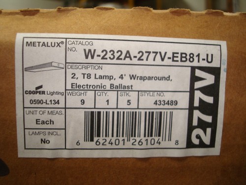 Cooper Lighting W-232A-277V-EB81-U T8 Lamp #1Z-1303-Z19 | eBay
