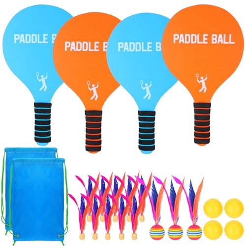 2 Beach Paddle Ball Sets - Funny Paddleball Rackets Game, Medium Blue ...