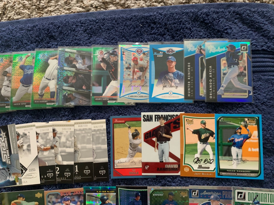 78 card lot ALL #d Serial Numbered- Topps Bowman Chrome Gold Refractor ...