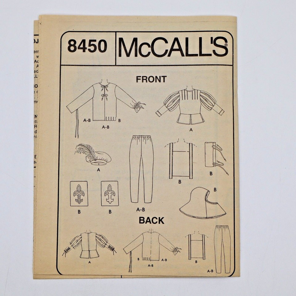 McCall's Sewing Pattern 8450 Medieval Renaissance Size Medium Men's Uncut | eBay