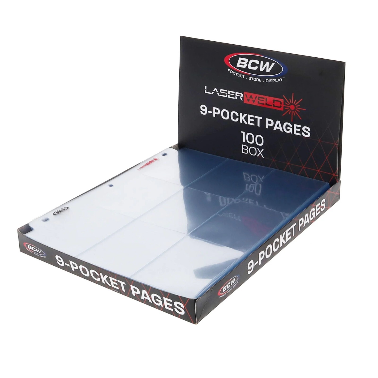 100 BCW PRO 9-POCKET SIDE LOADING CARD PAGES Sports Gaming Ultra Clear ...
