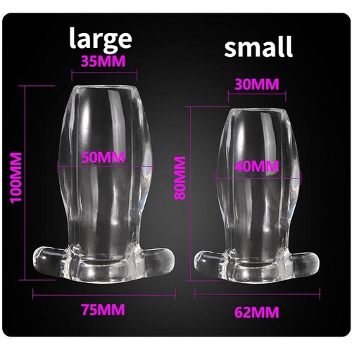 S/L Clear Anal Spreader Hollow Butt Plug Flared Dildo Deep Access ...