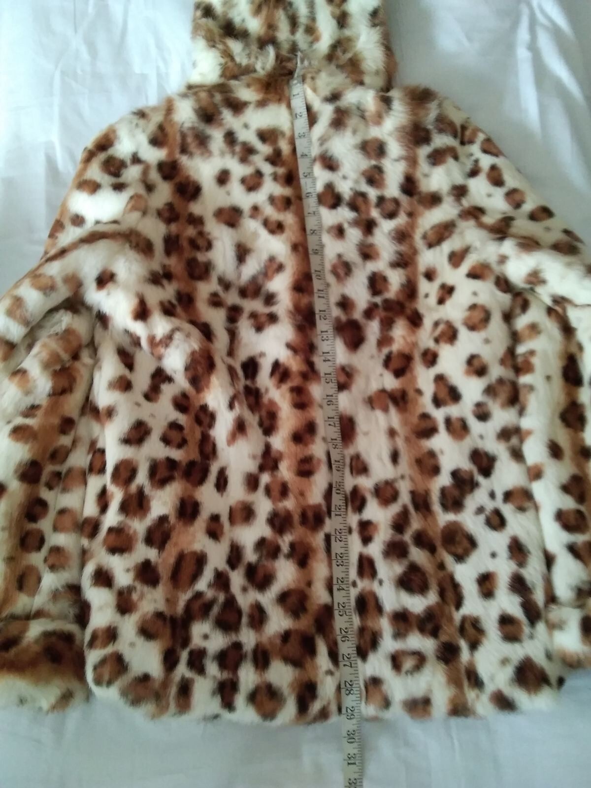 Rabbit fur jacket with hood Rabbit fur jacket with leopard print Size ...